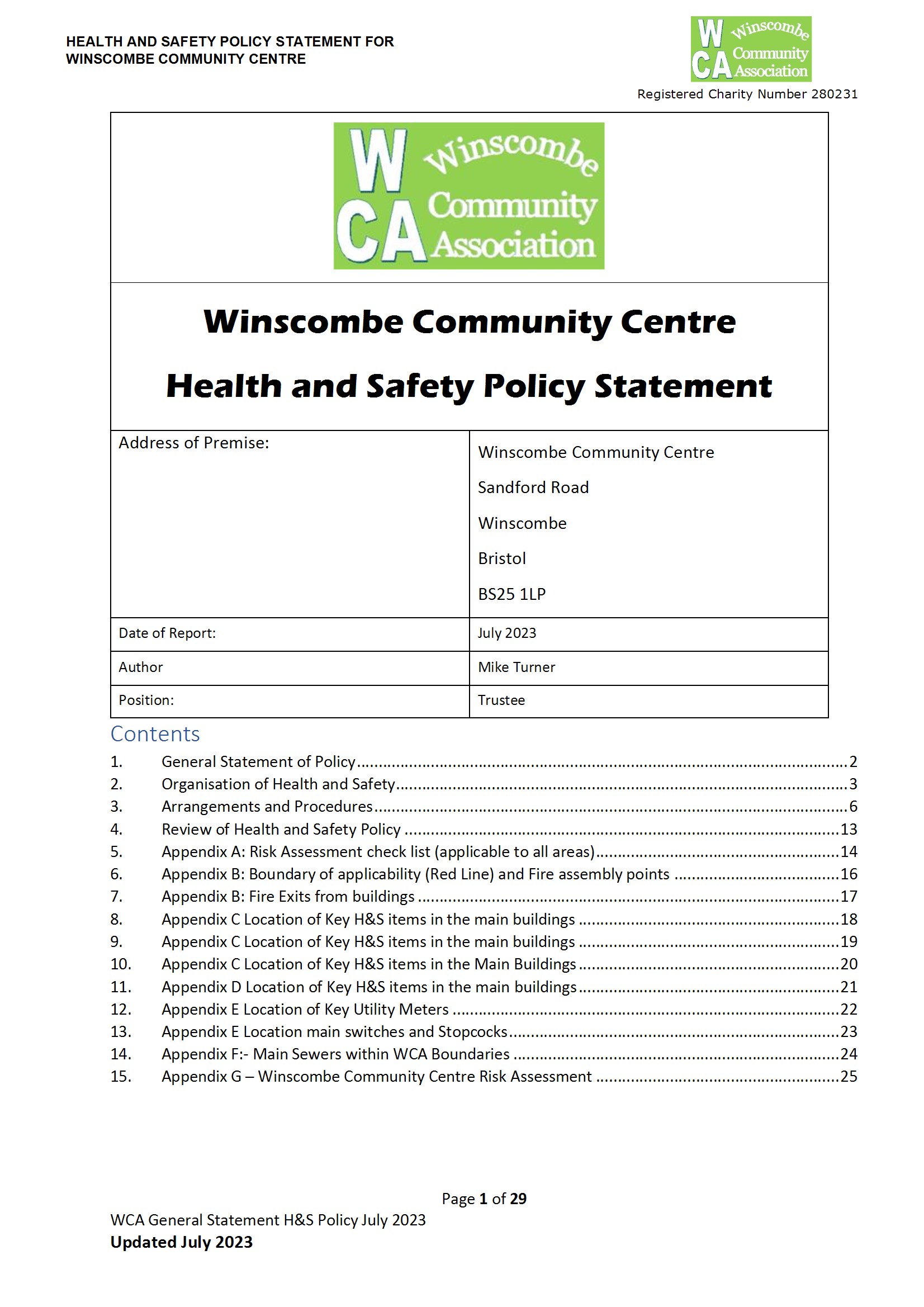 WCA Policies – Winscombe Community Association